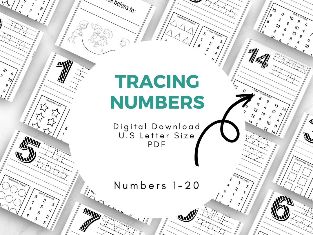 Tracing Numbers Workbook 1-20: Preschool Handwriting Practice (digital ...