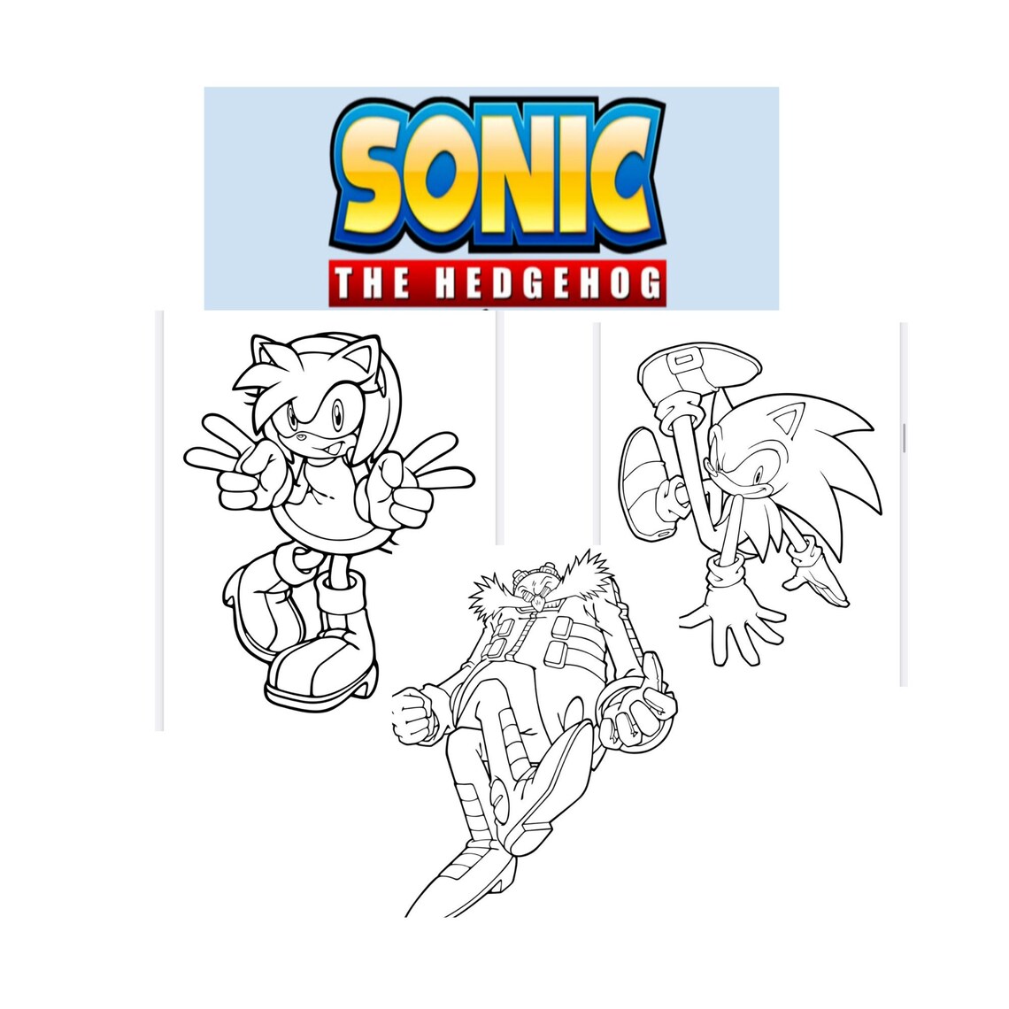 Sonic Coloring Book and Sonic Color by Number Pdf Pages - Etsy