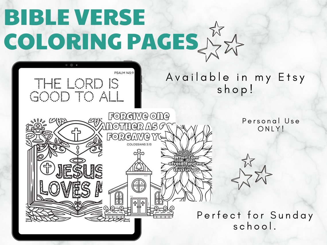 Bible Coloring Book for Kids, Sunday School Activity, Bible Verse ...