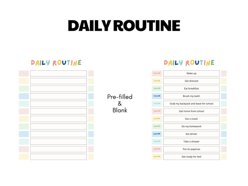 Kids Chore Chart PDF, Weekly and Daily Checklist for Routine Screen ...