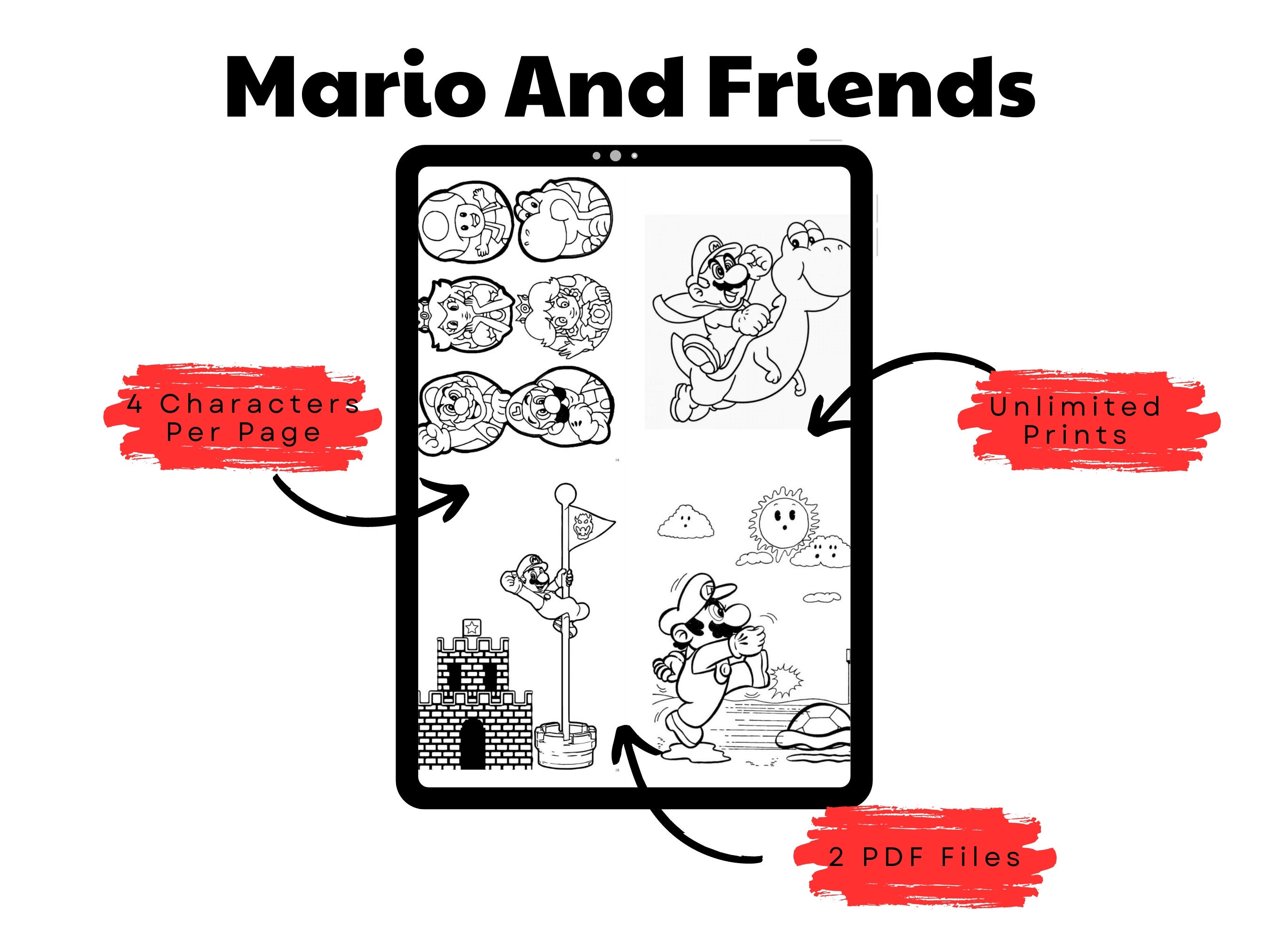 Mario Coloring Book, Mario Coloring Book Printable, Mario Activity ...