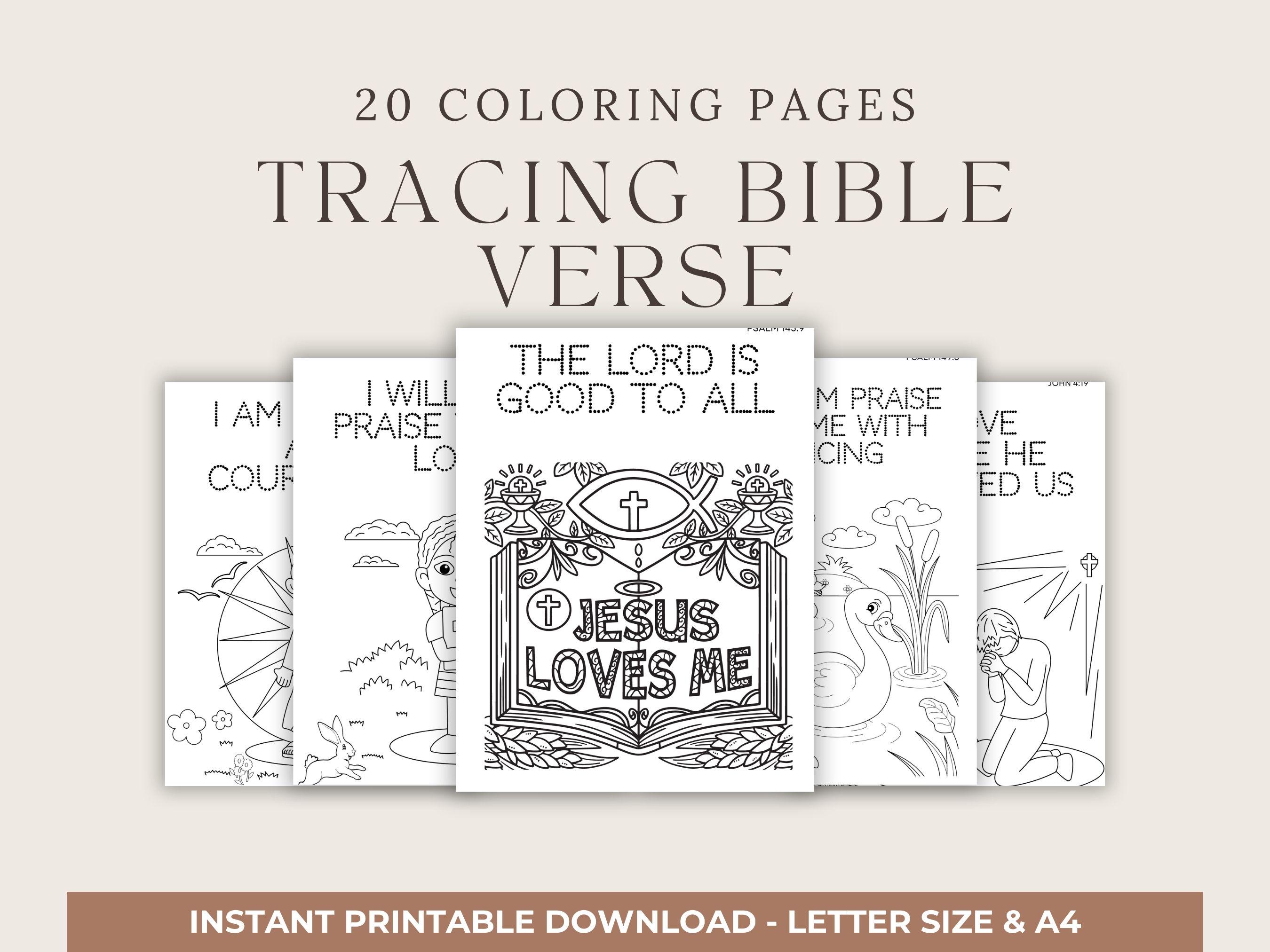 Bible Coloring Book for Kids, Sunday School Activities, Bible Verse ...