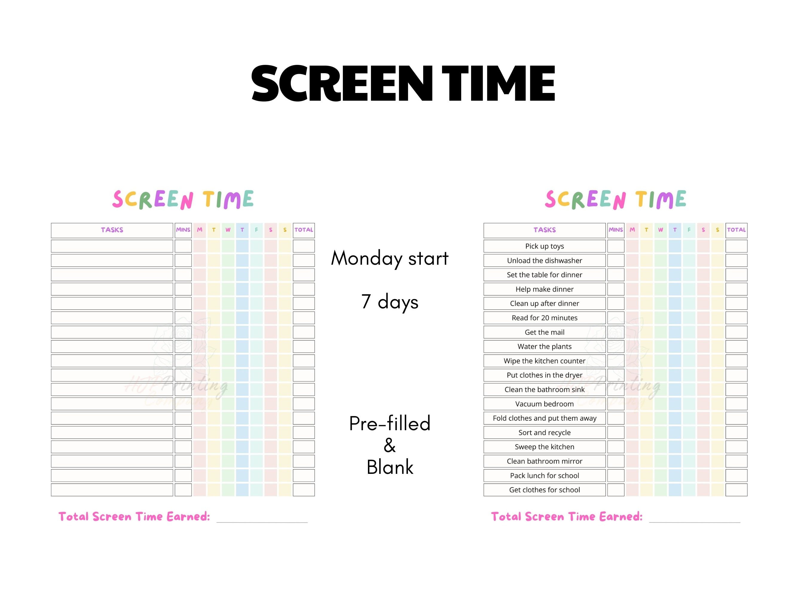 Kids Chore Chart Pdf, Weekly Chore Chart, Daily Checklist, Daily Check ...