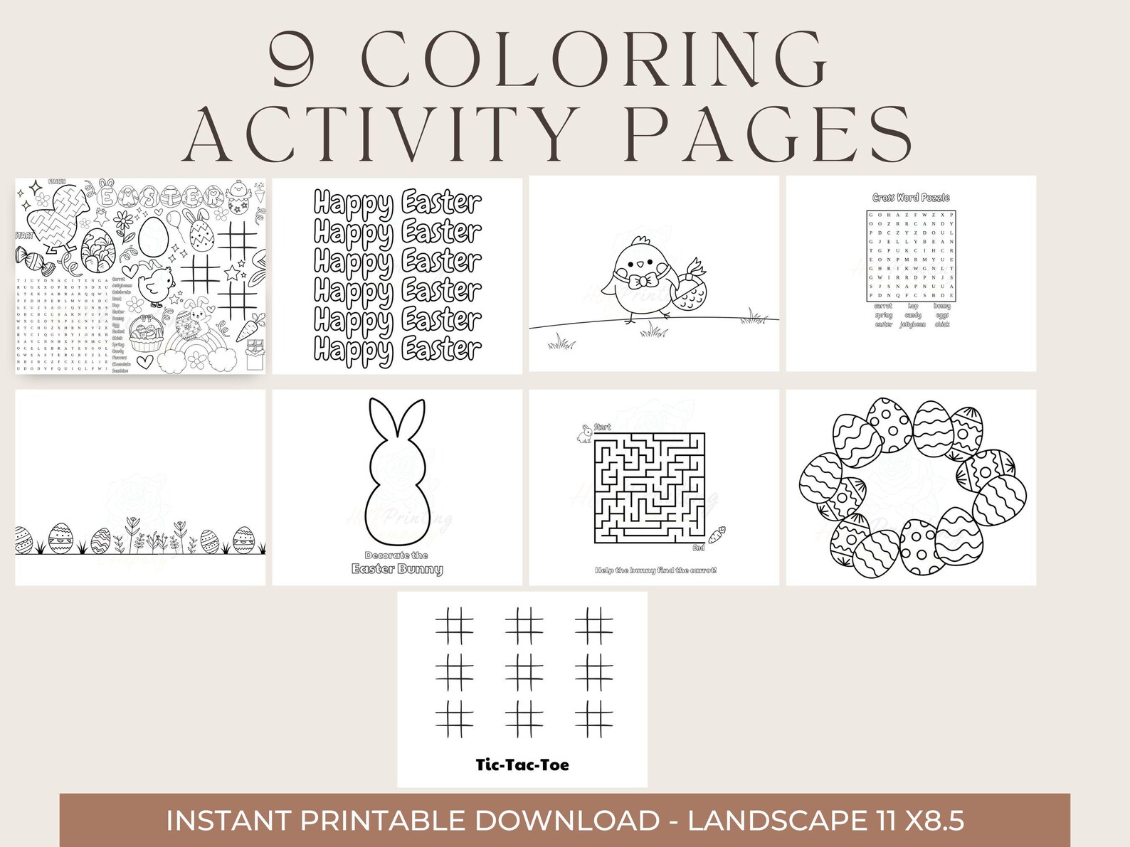 Easter Kids Activity Sheet: Coloring, Maze, Word Search (PDF Download ...