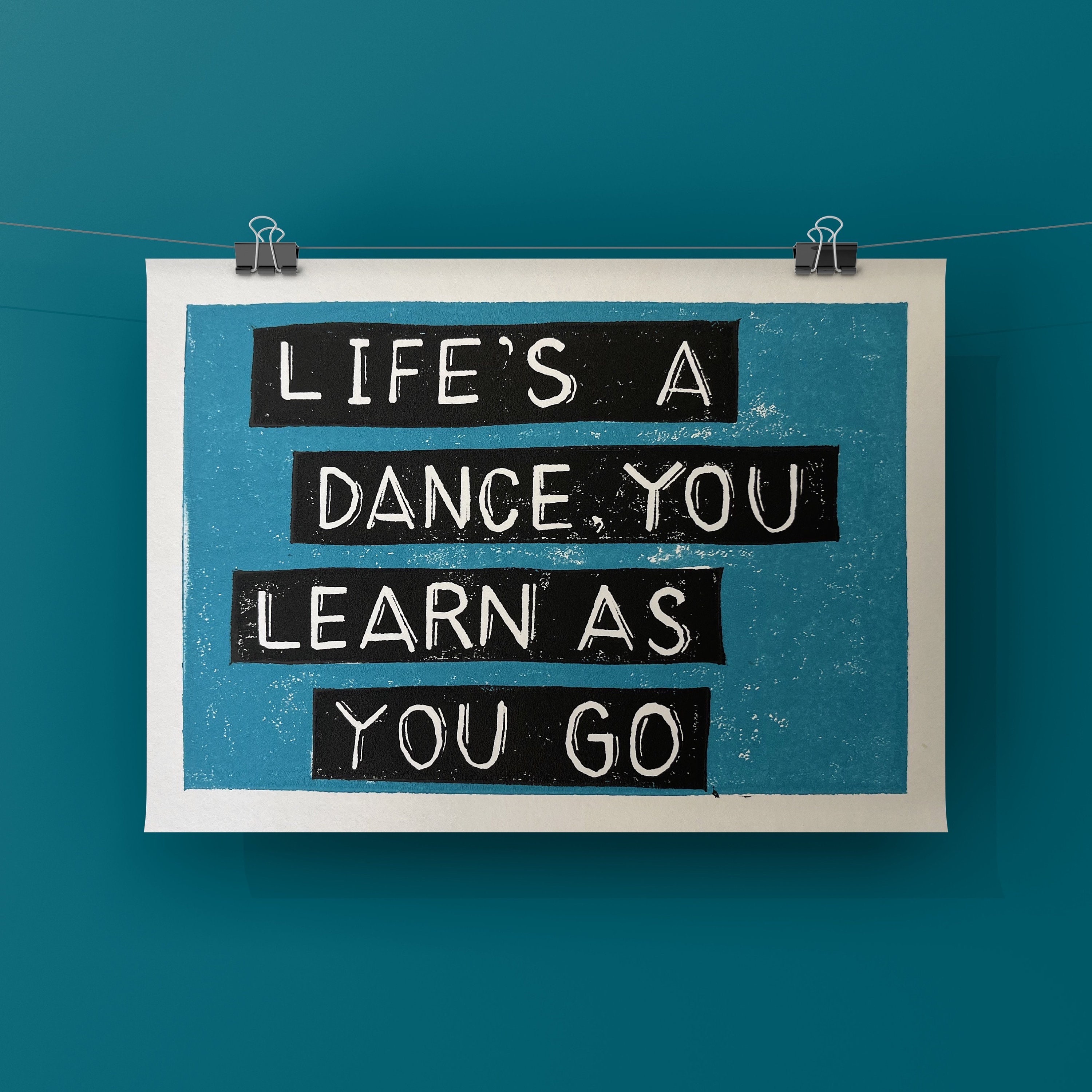 Lifes A Dance You Learn as You Go, Linocut Wall Art, John Michael Montgomery Print, Country ...