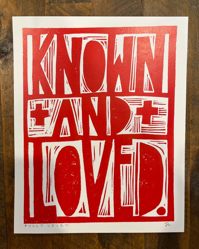 Fully Loved Linocut Print, Christian Art Prints, Gifts Under 30 - Etsy