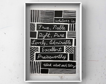 Linocut Bible Verse - Etsy