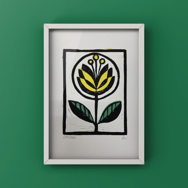 Flower Linocut - Etsy