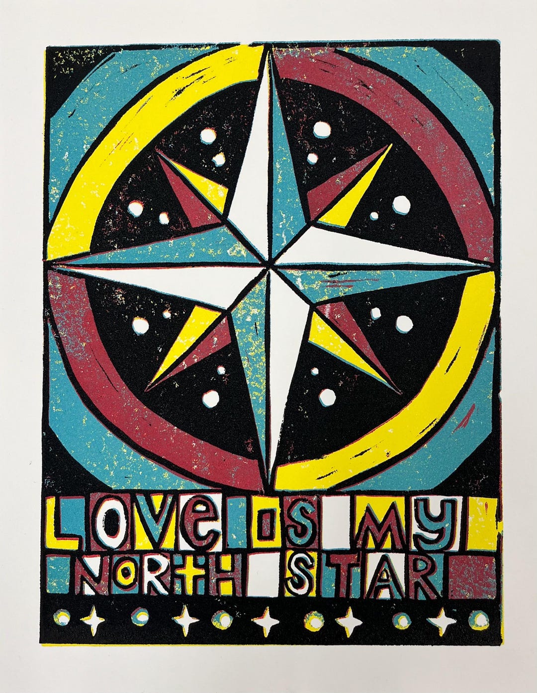 North Star Linocut Print, Northern Star Artwork - Etsy