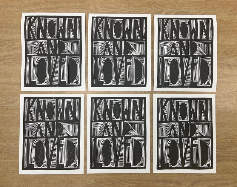 Fully Known Linocut Print, Christian Art Prints, Gifts Under 30 - Etsy