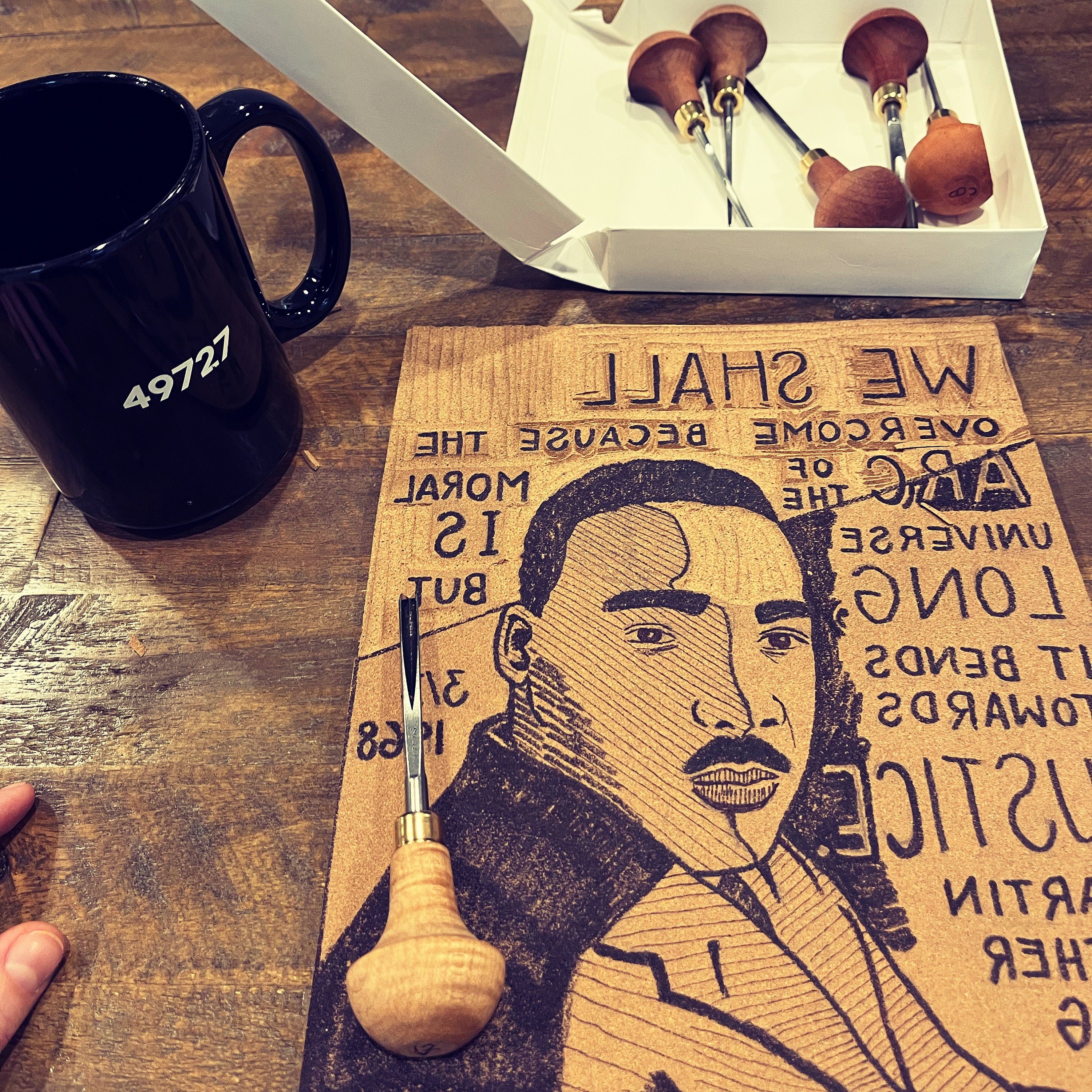 MLK Quote, We Shall Overcome, Linocut Print, Martin Luther King Jr ...