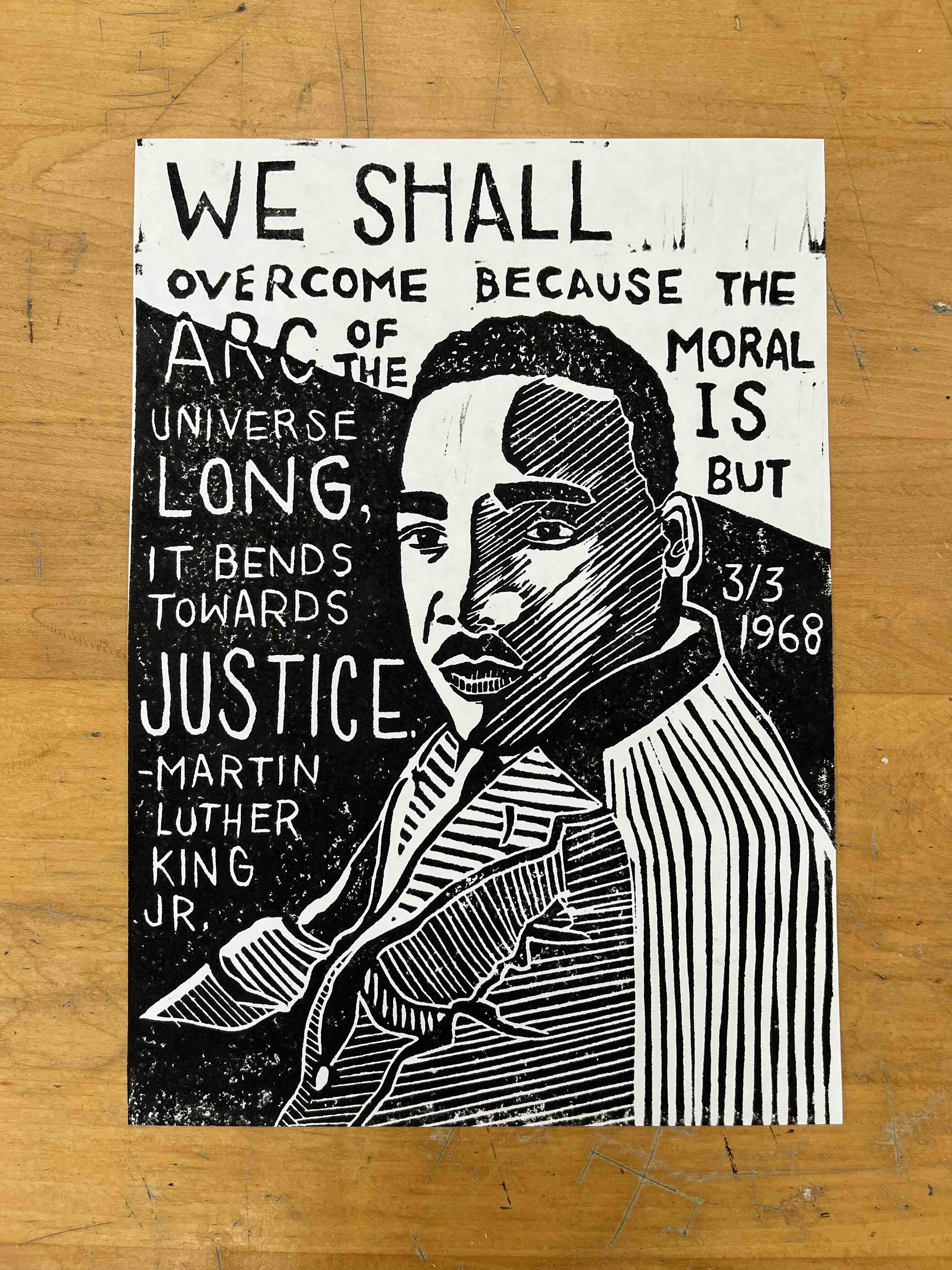 MLK Quote, We Shall Overcome, Linocut Print, Martin Luther King Jr ...