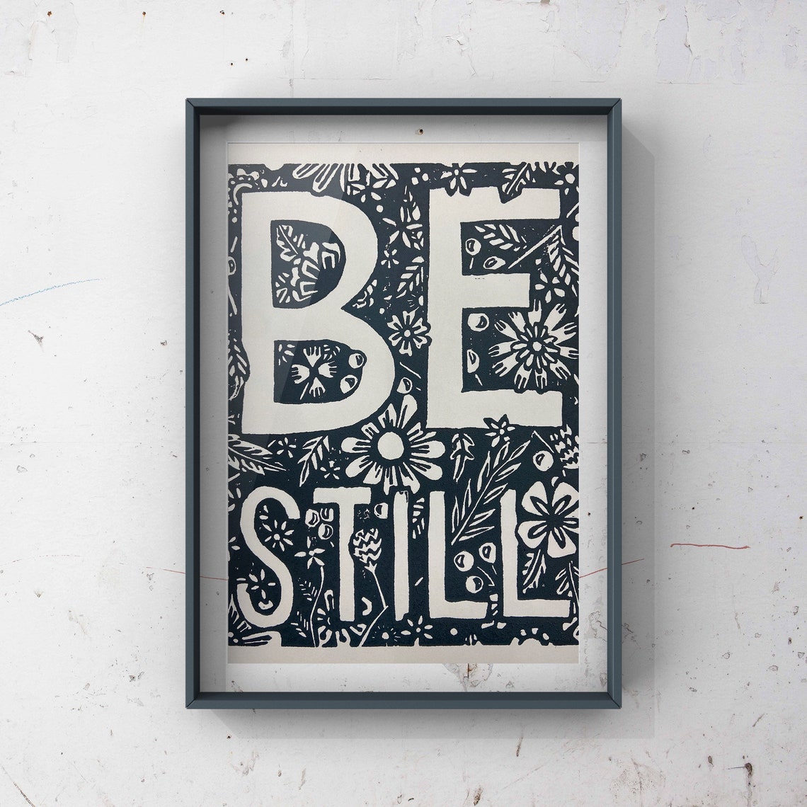 Be Still and Know That I Am God, Be Still Sign, Linocut Print Nature ...
