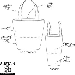 Large Tote Bag | PDF Sewing Pattern | Digital Instant Download | Print ...