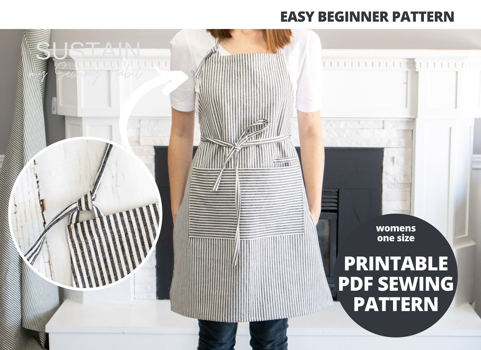 Modern Kitchen Apron | PDF Sewing Pattern | Digital Instant Download ...