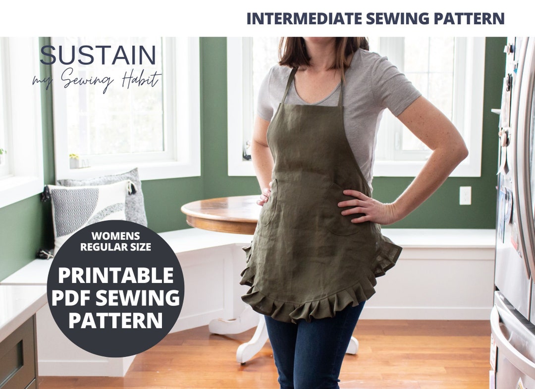 Women's Apron With Pleats | PDF Sewing Pattern | Digital Instant ...