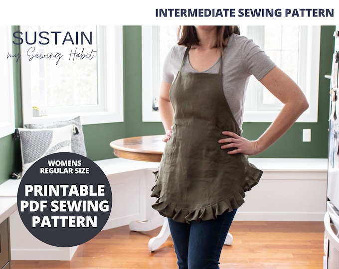 Half Apron | PDF Sewing Pattern | Digital Instant Download | Print at ...