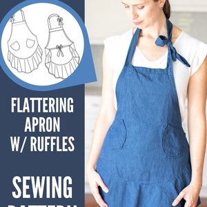Women's Ruffled Apron | PDF Sewing Pattern | Digital Instant Download ...