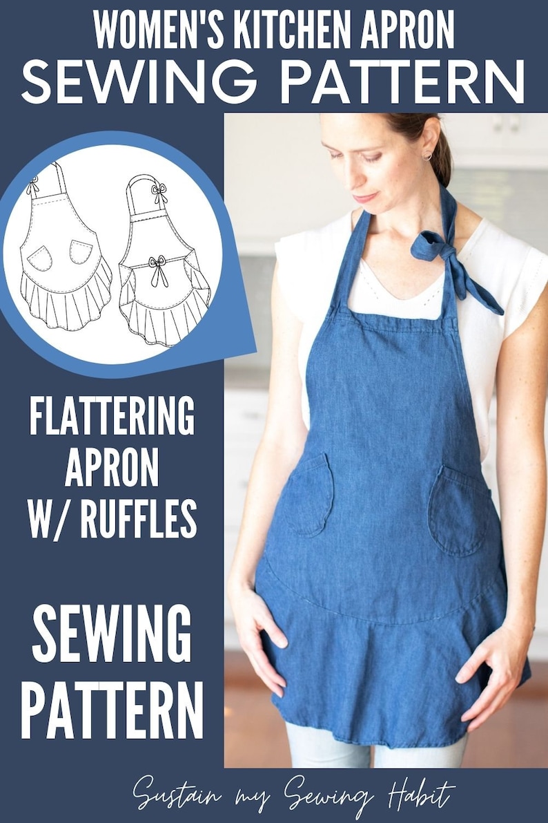 Women's Ruffled Apron PDF Sewing Pattern Digital - Etsy