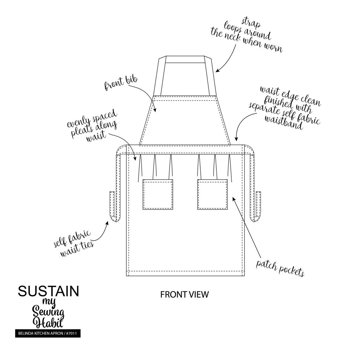 Retro-style Apron PDF Sewing Pattern Digital Instant - Etsy