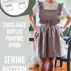 Cross Back Pinafore Apron With Gathered Bib Trim| PDF Sewing Pattern ...