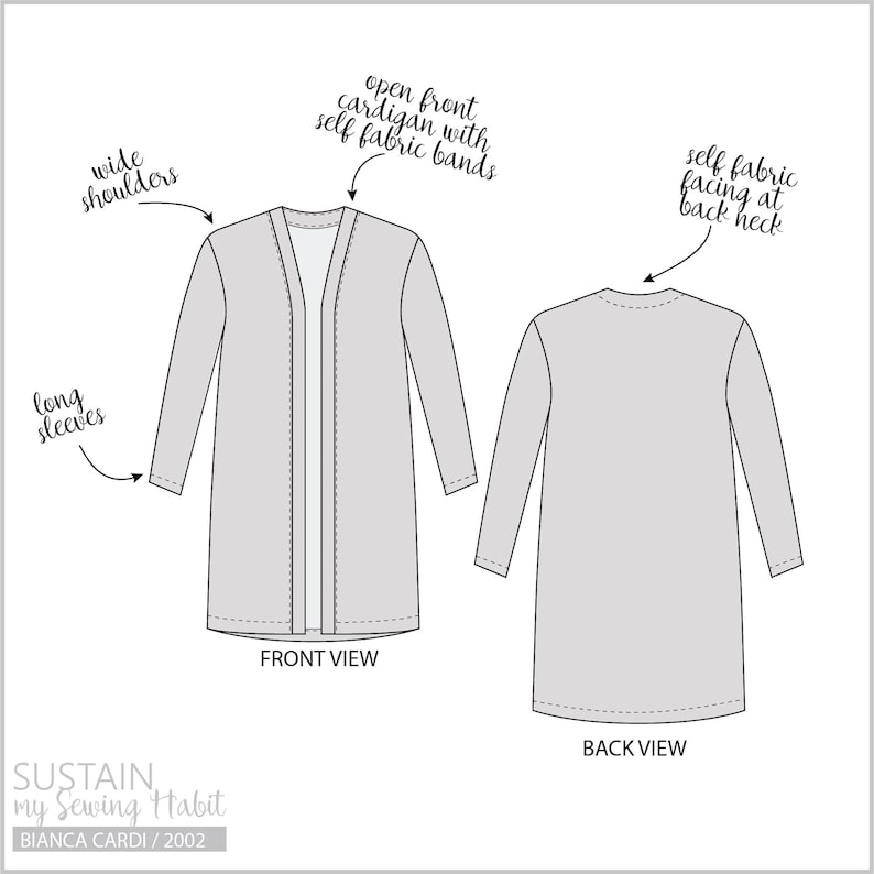 Women's Open Front Cardigan / PDF Sewing Pattern / Digital - Etsy