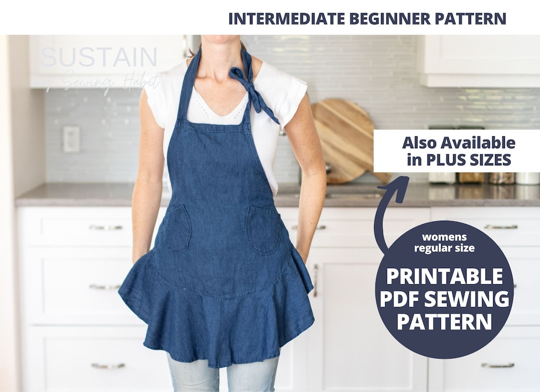 Women's Ruffled Apron | PDF Sewing Pattern | Digital Instant Download ...
