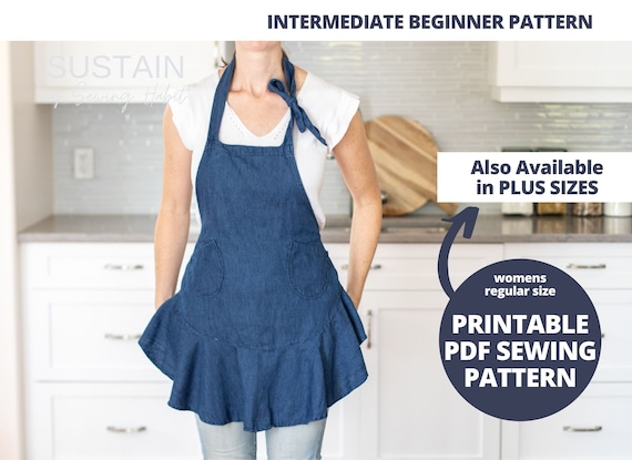 Women's Ruffled Apron PDF Sewing Pattern Digital - Etsy