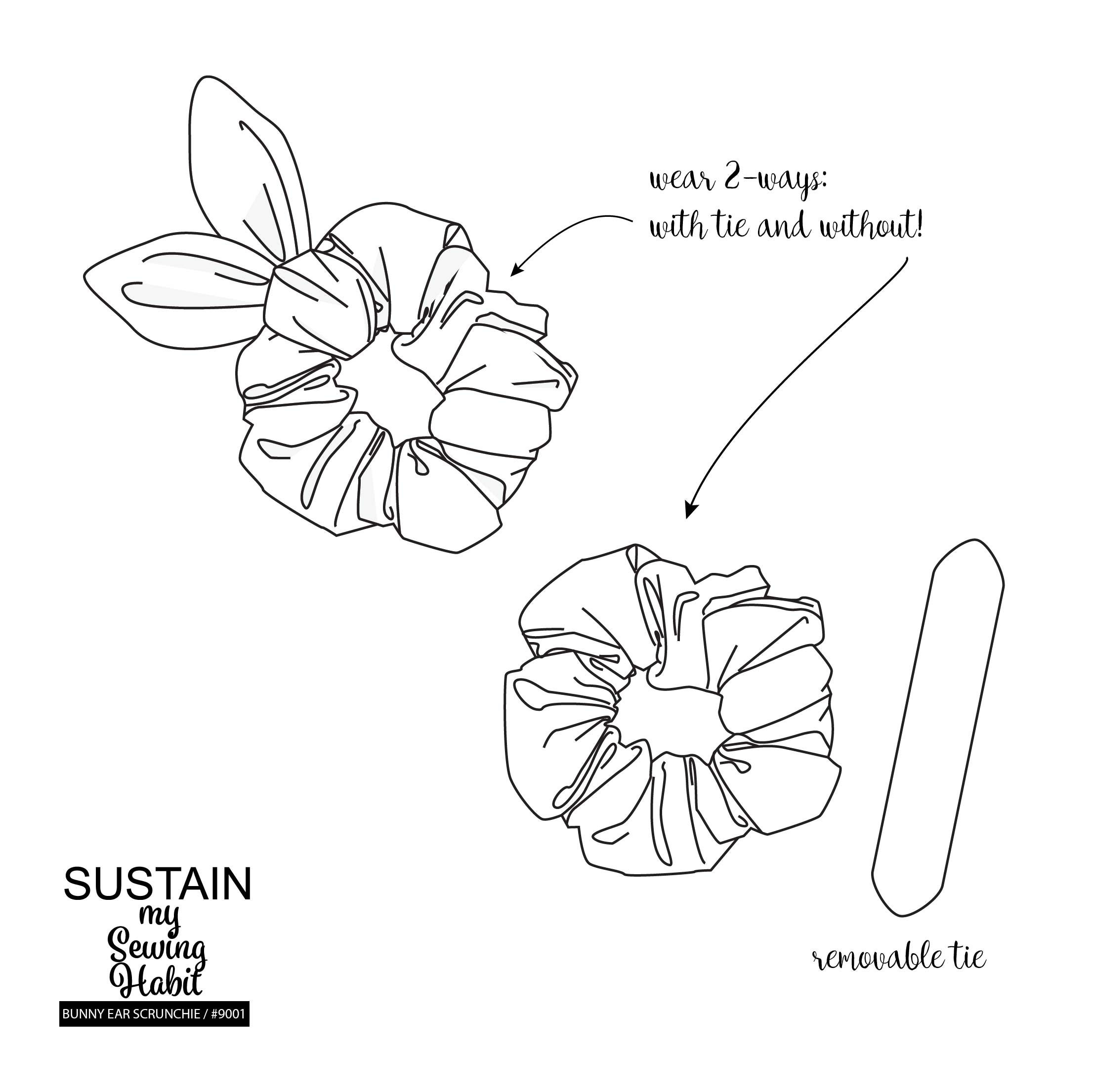 Scrunchie With Removable Bow PDF Sewing Pattern Scrunchie | Etsy
