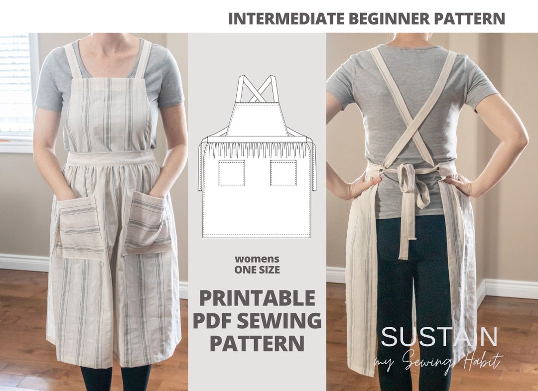 Gathered Pinafore Apron | PDF Sewing Pattern | Digital Instant Download ...