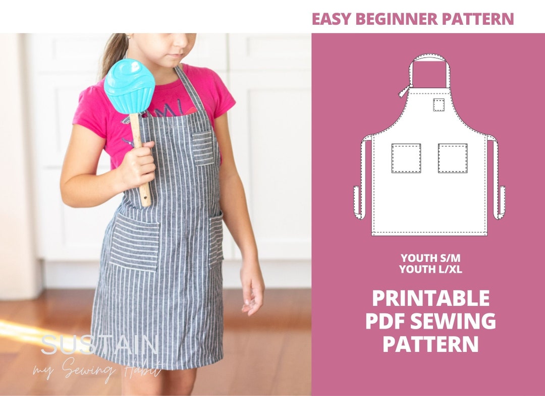 3-pocket Kid's Apron | Youth Apron Pattern | 2 Sizes | PDF Sewing ...