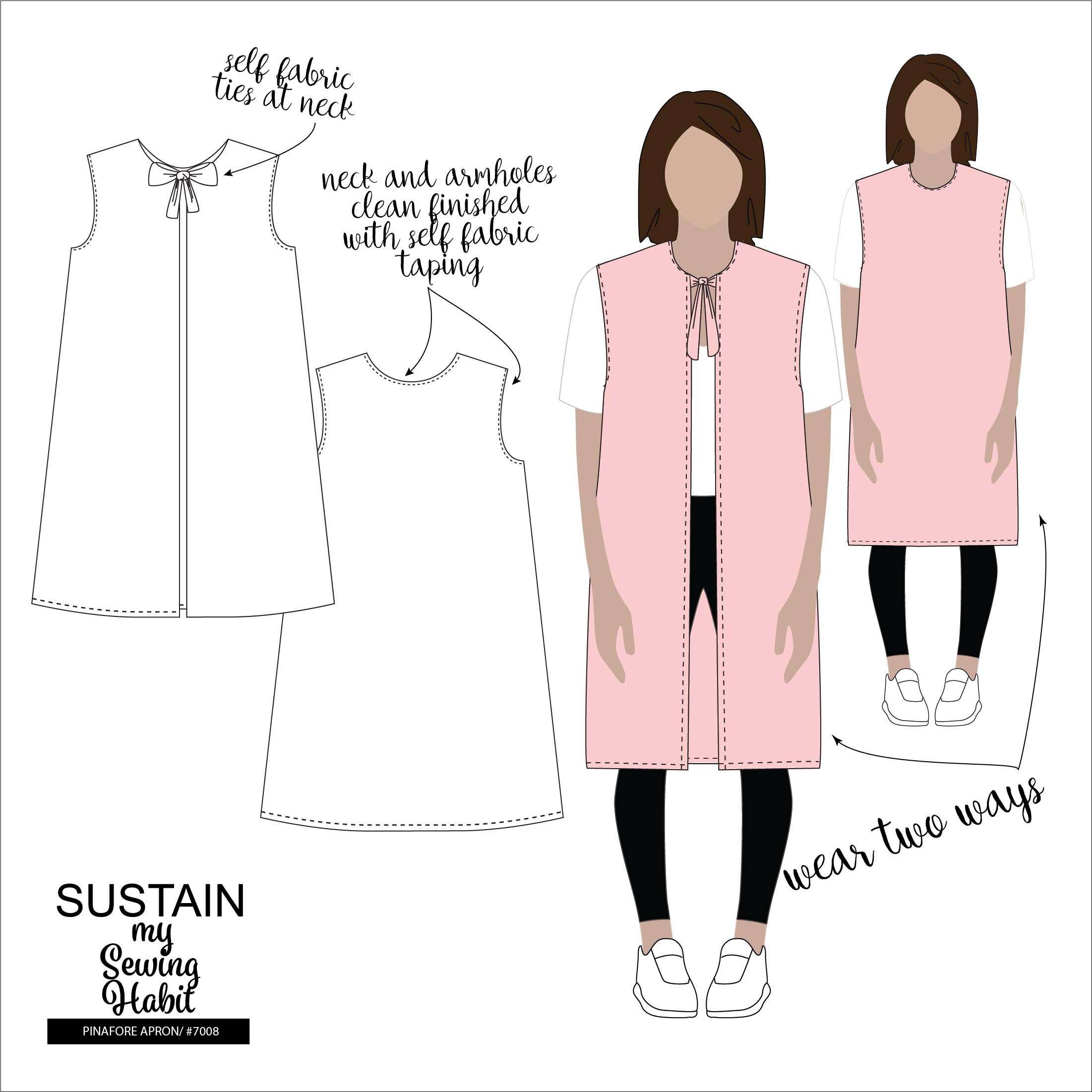 Pinafore Apron Style PDF Sewing Pattern 2-way Wear - Etsy