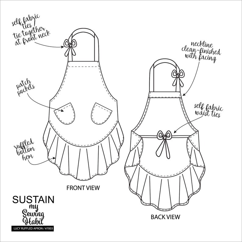 Women's Ruffled Apron PDF Sewing Pattern Digital - Etsy
