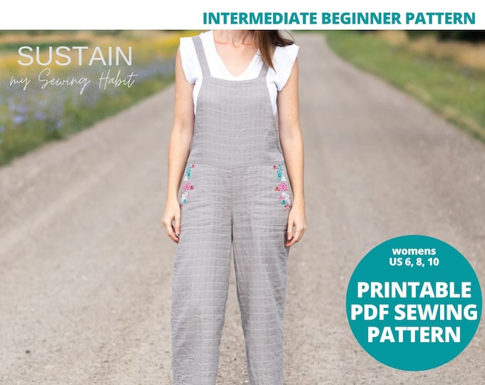 Sewing Pattern PDF Plus Size Womens | YOKO Overalls Pants | Size 2 to ...