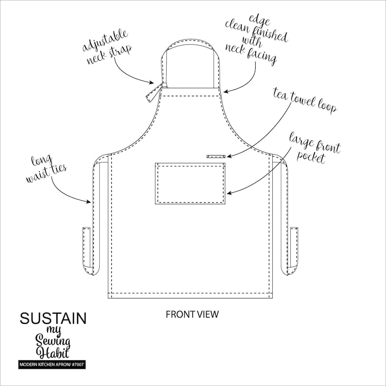 Modern Kitchen Apron | PDF Sewing Pattern | Digital Instant Download ...