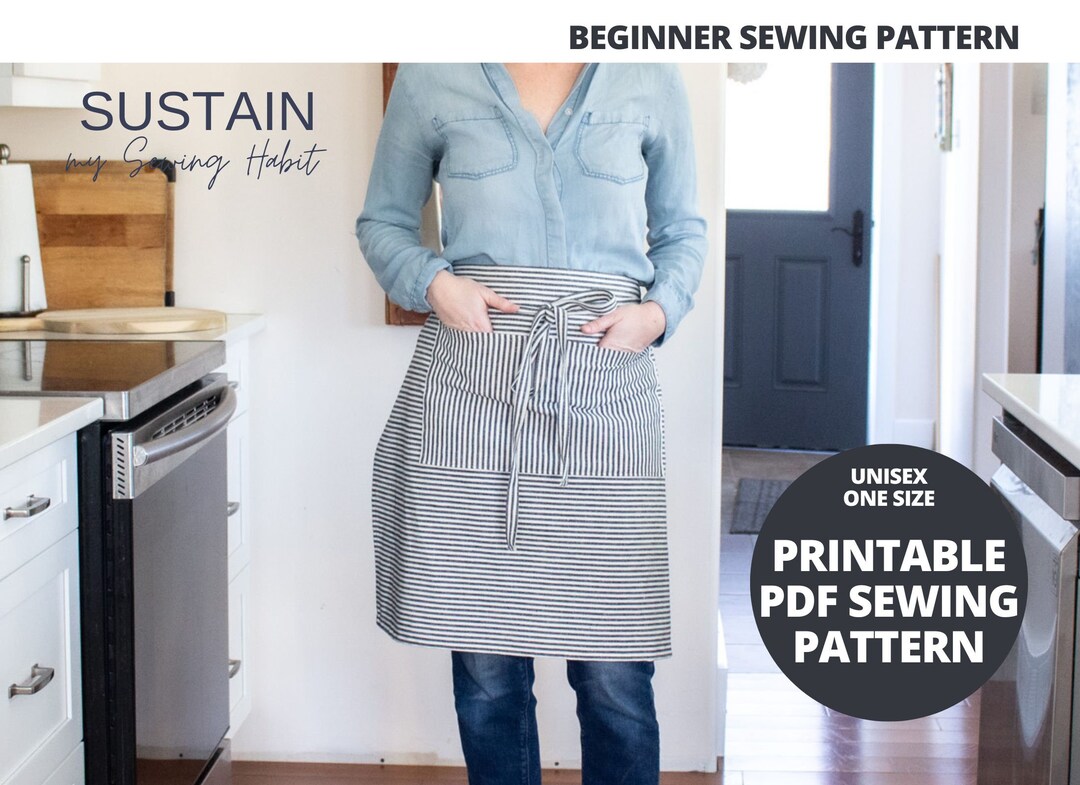 Half Apron | PDF Sewing Pattern | Digital Instant Download | Print at ...