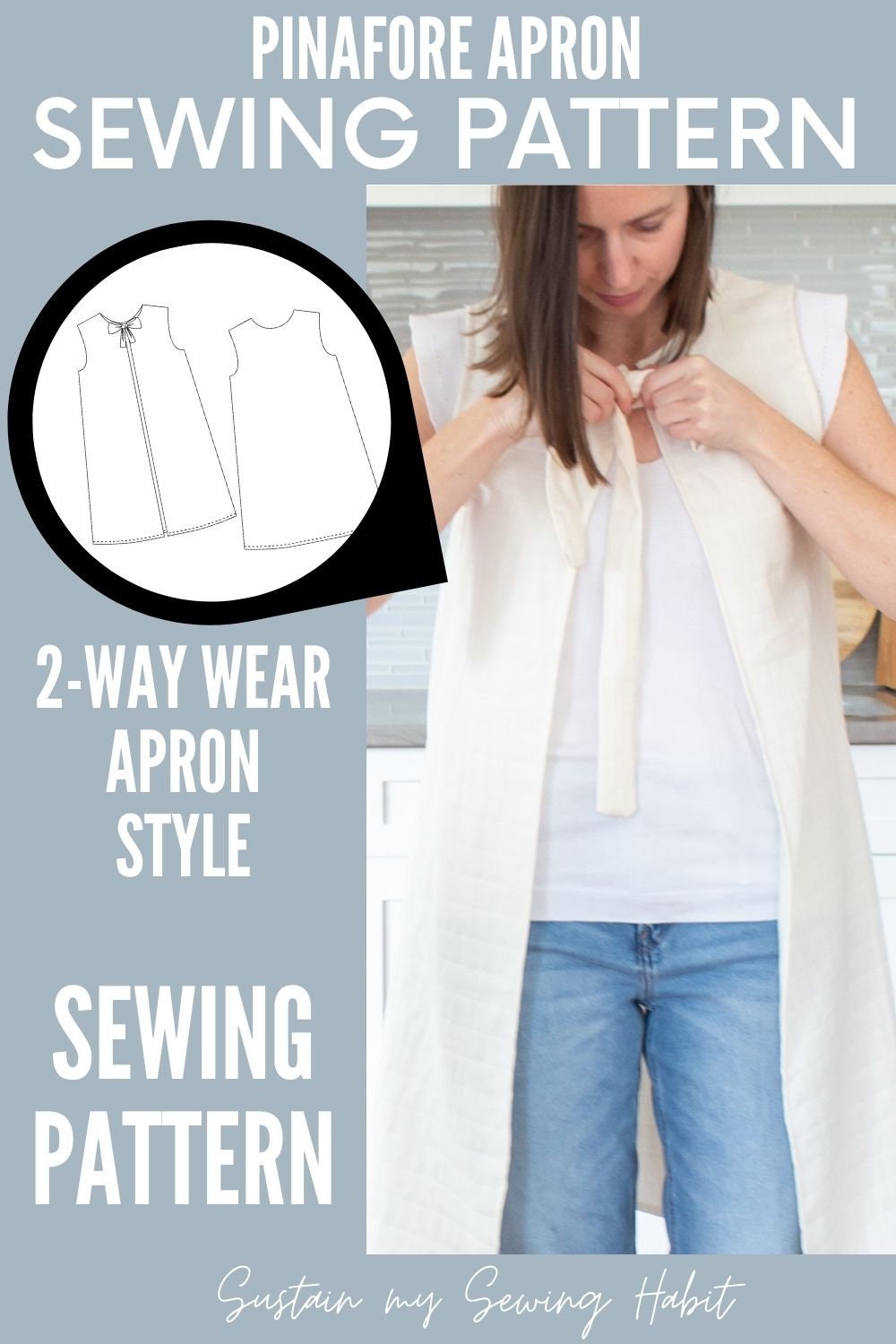 Pinafore Apron Style PDF Sewing Pattern 2-way Wear - Etsy