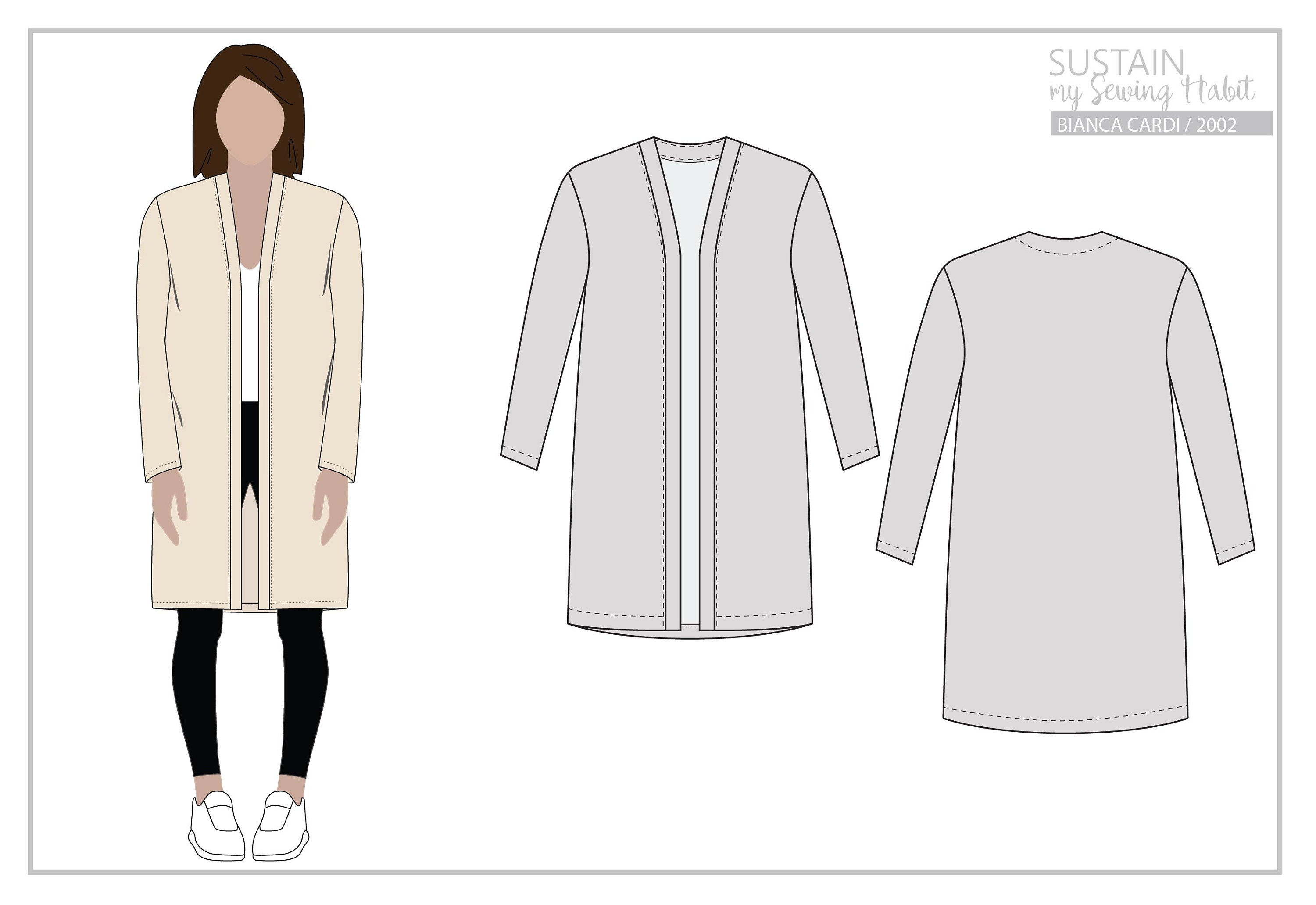 Women's Open Front Cardigan / PDF Sewing Pattern / Digital - Etsy