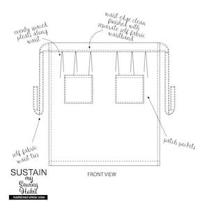 Pleated Half Apron | PDF Sewing Pattern | Digital Instant Download ...