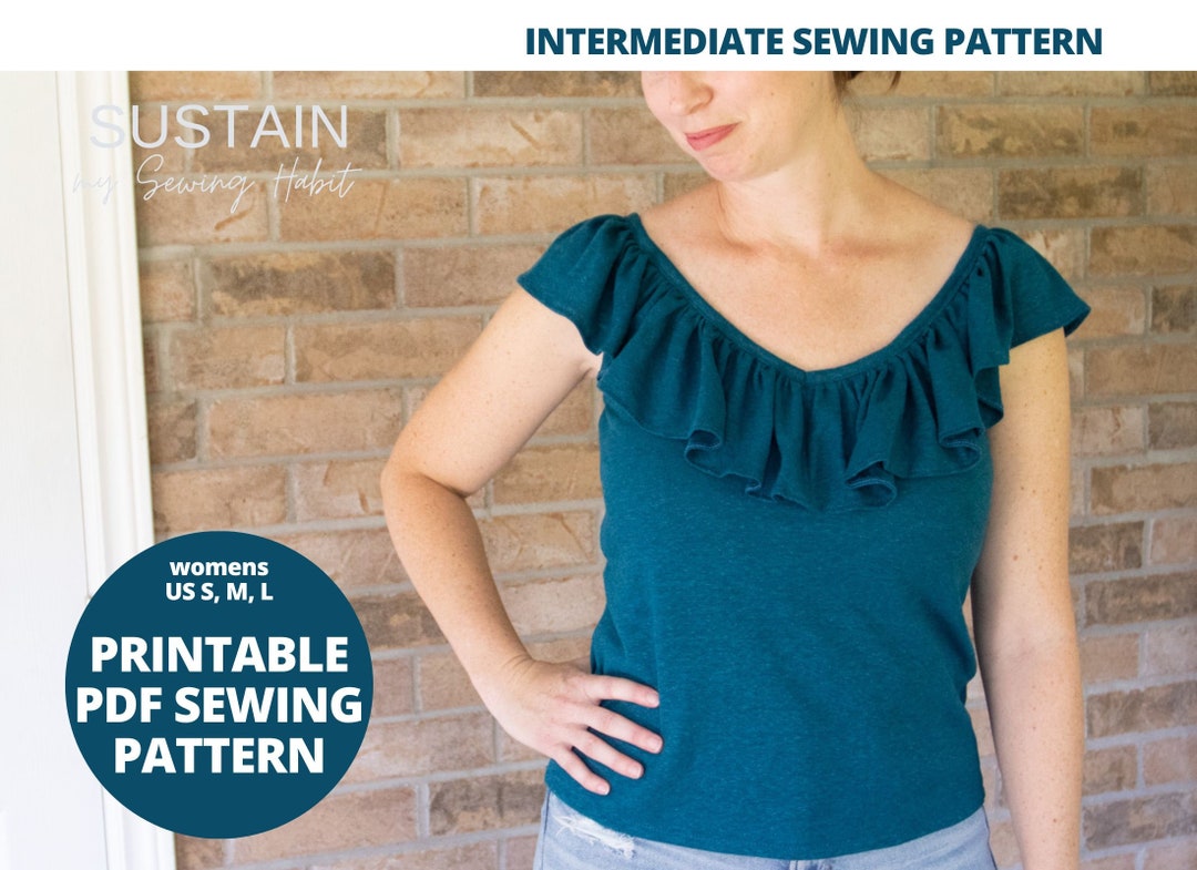 Women's Ruffled Top | PDF Sewing Pattern | Digital Instant Download ...