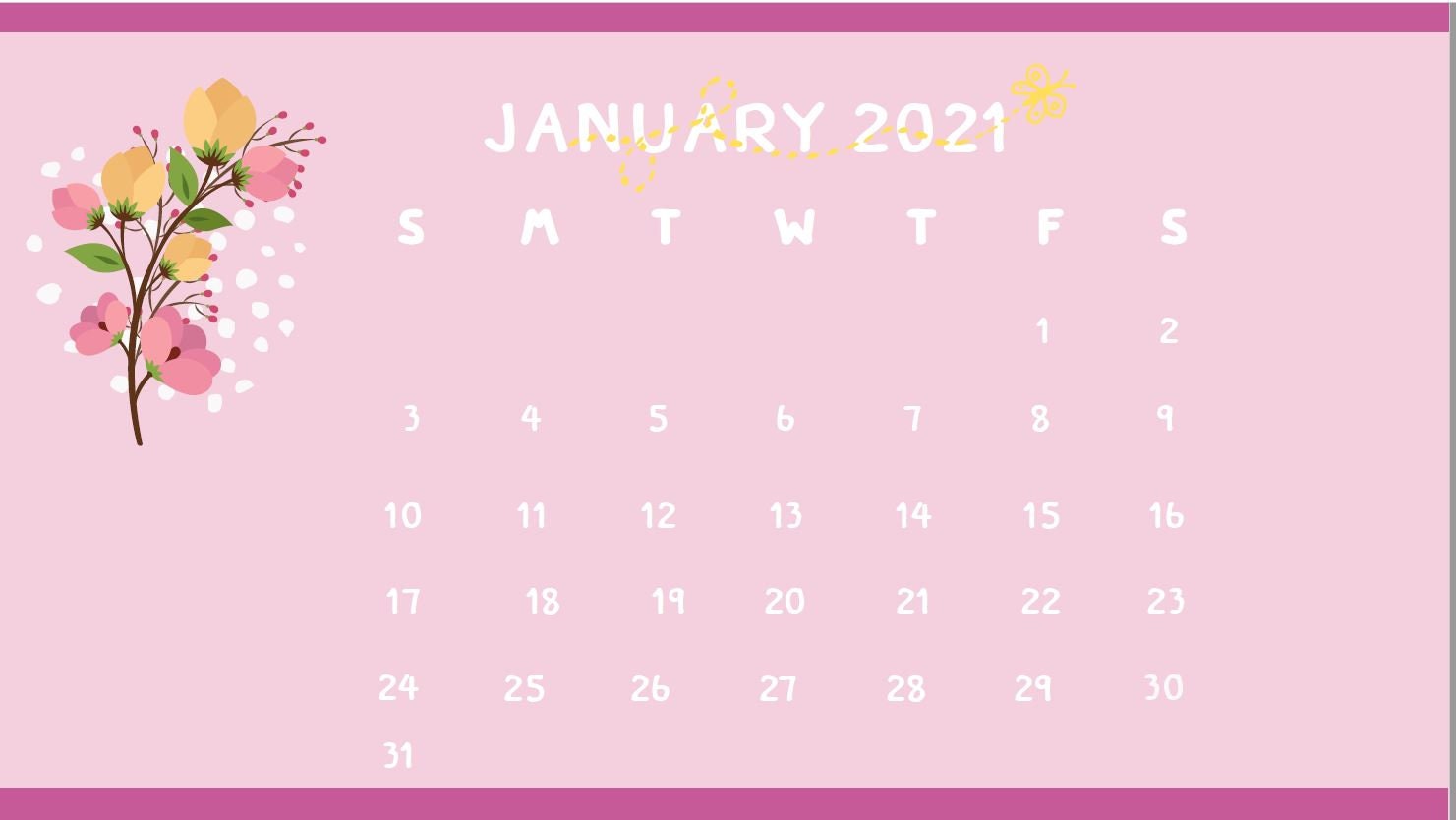Pink Printable Calendar 2021, Instant Download - Etsy