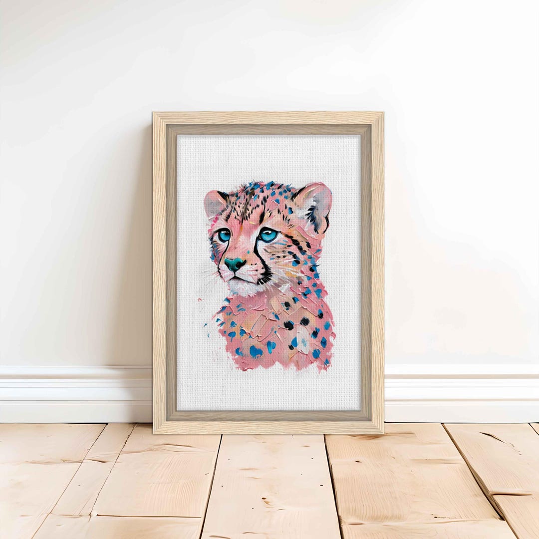 Neon Cheetah Cub Art Print: Bold Jungle Nursery Decor - Etsy