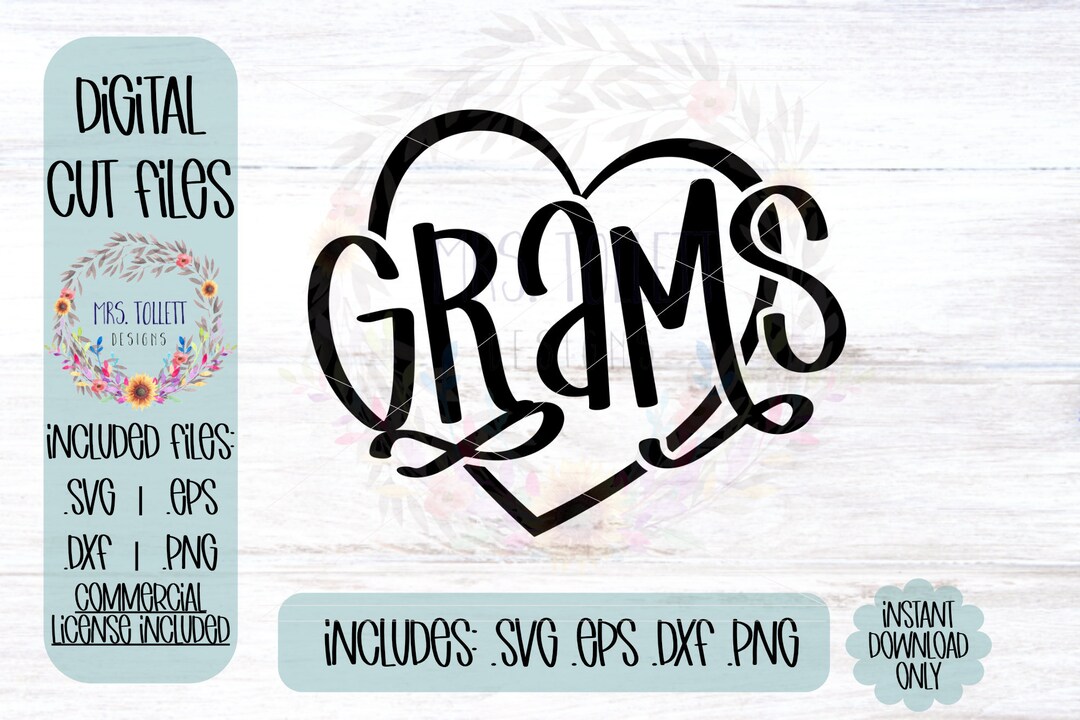 Grams Heart SVG Cut File Eps Dxf Png Instant Digital - Etsy