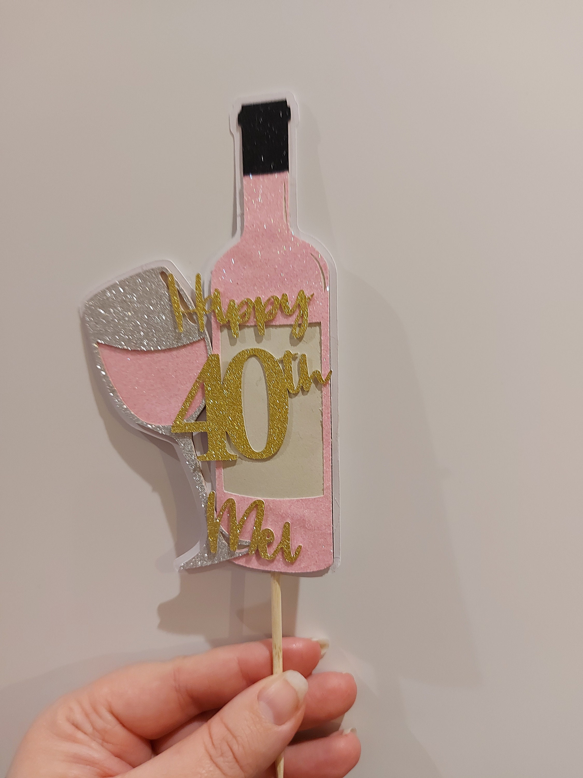 Wine Bottle Cake Topper, Red Wine Cake Topper, Wine Glass Cake Topper ...