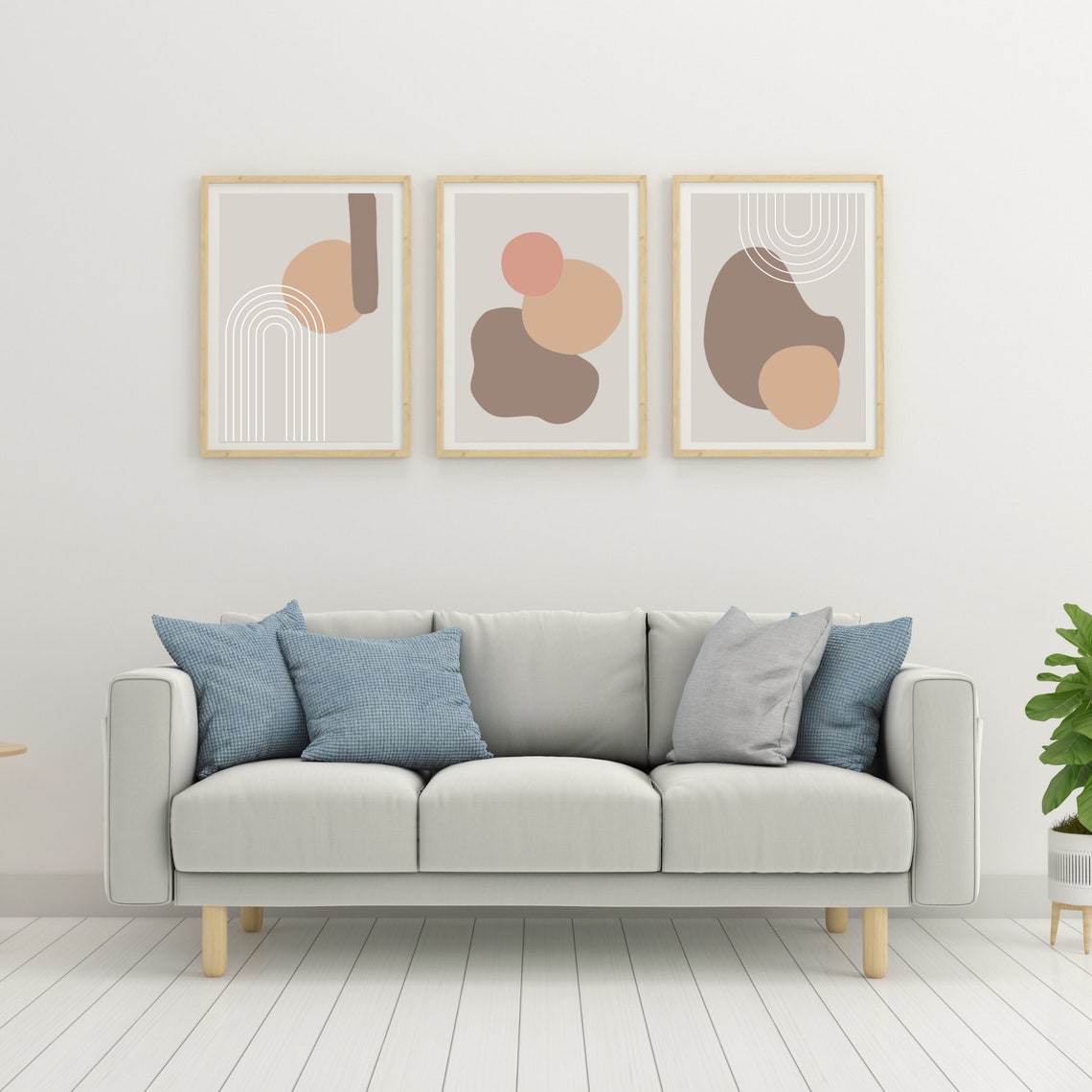 Abstract Shapes Set, 3 Pieces, Printable Art, Digital Art Print, Beige ...