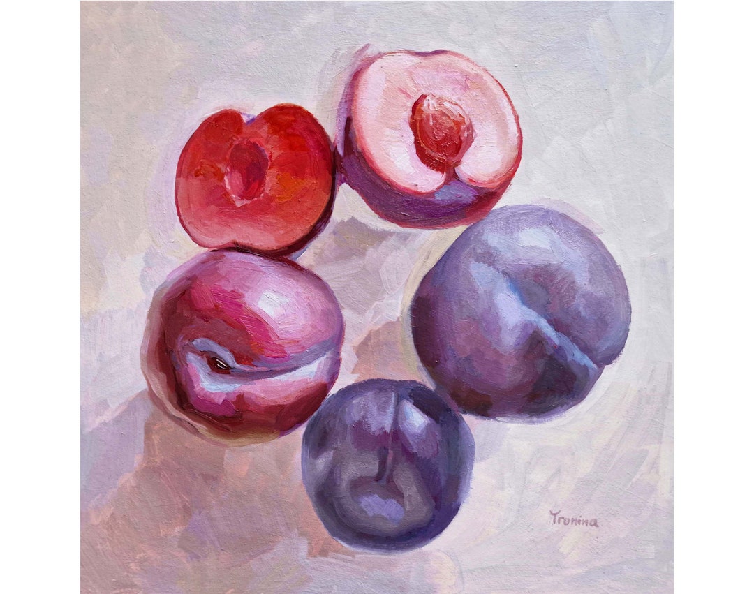 Plum Paintings on Cardboard Plum Painting Original Art - Etsy