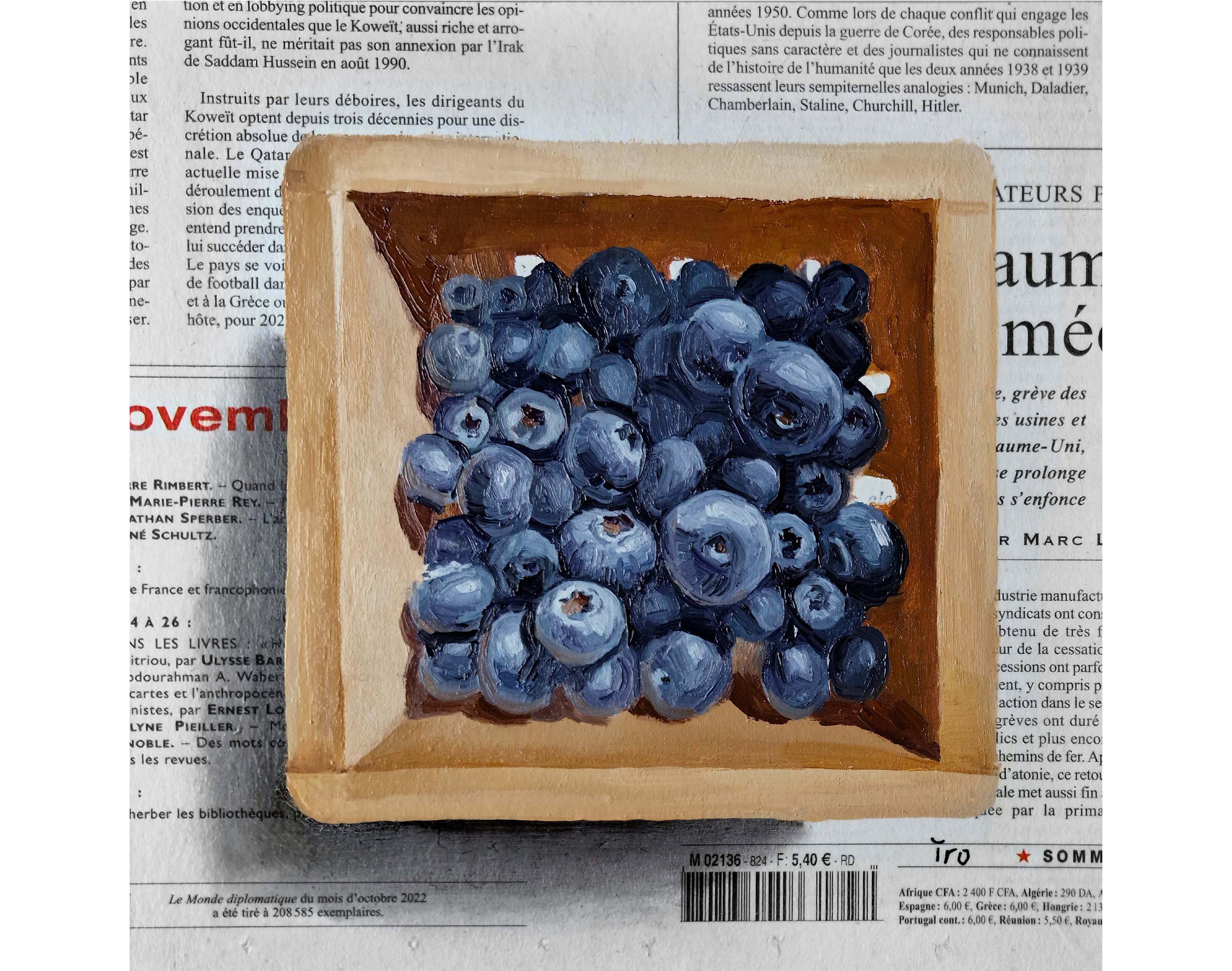 Blueberries Paintings Newspaper Art Berries Original Art - Etsy