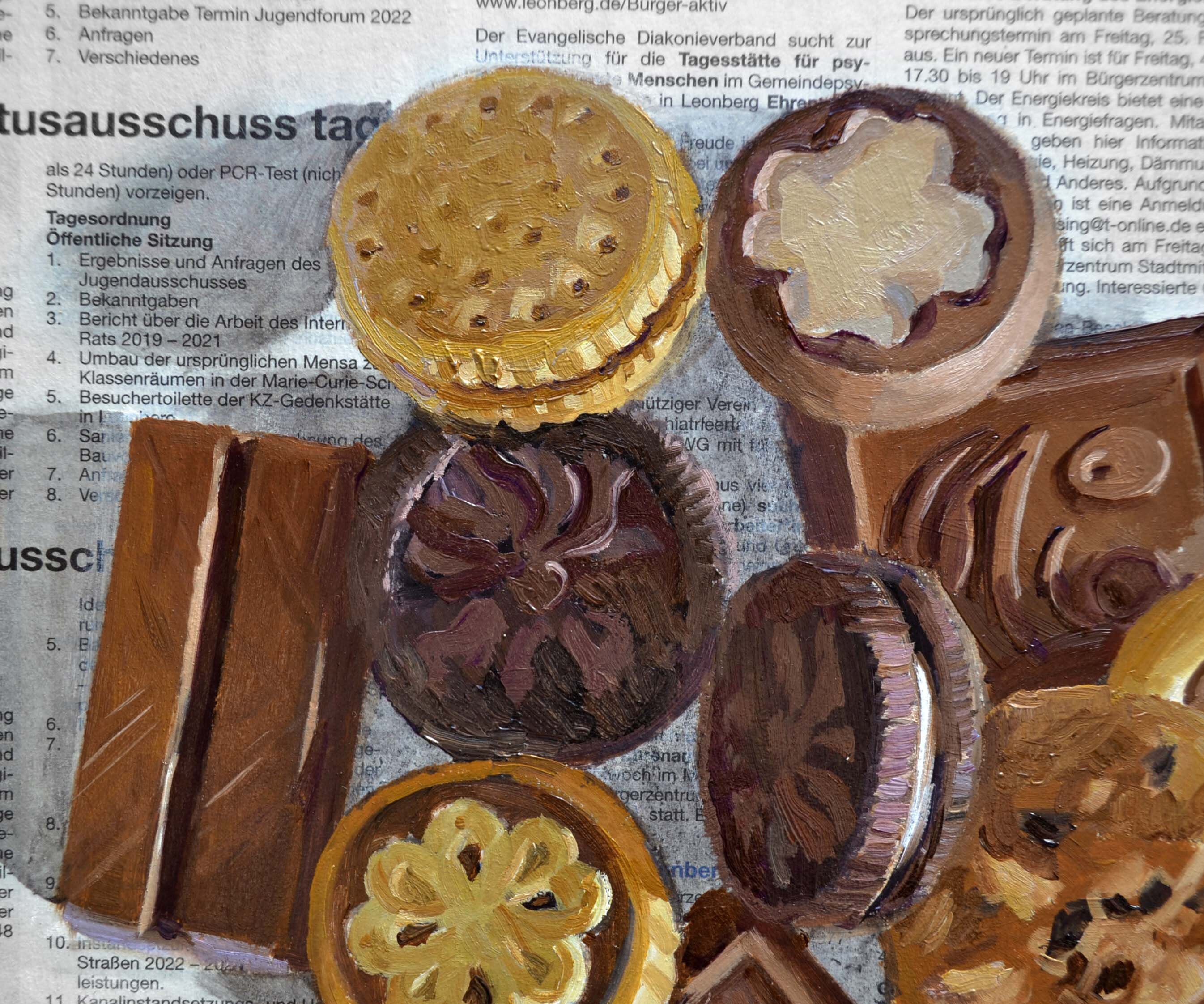 Biscuits Paintings on Newspaper Chocolate Art Chocolate - Etsy