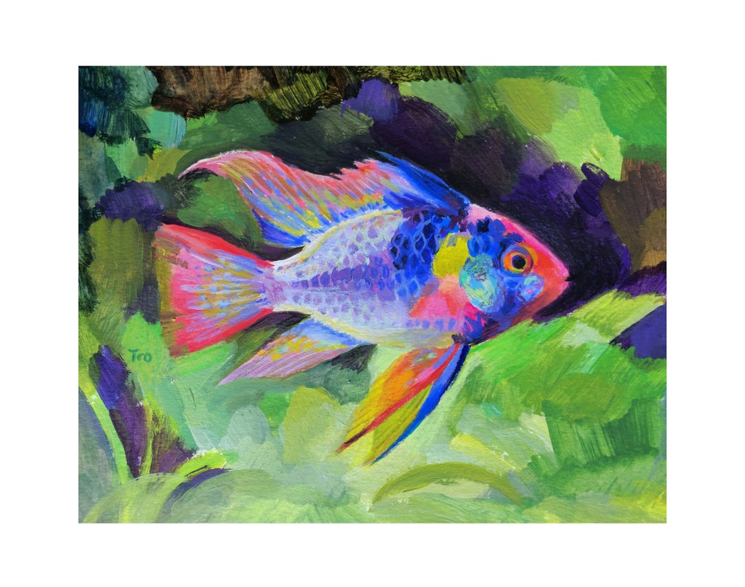 Colorful Fish Painting on Paper Aquarium Painting Tropical - Etsy