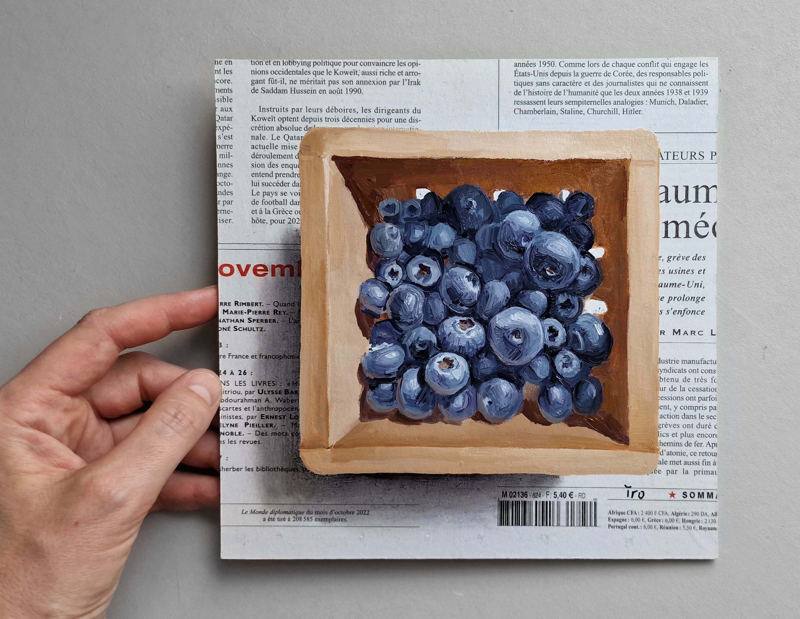 Blueberries Paintings Newspaper Art Berries Original Art - Etsy